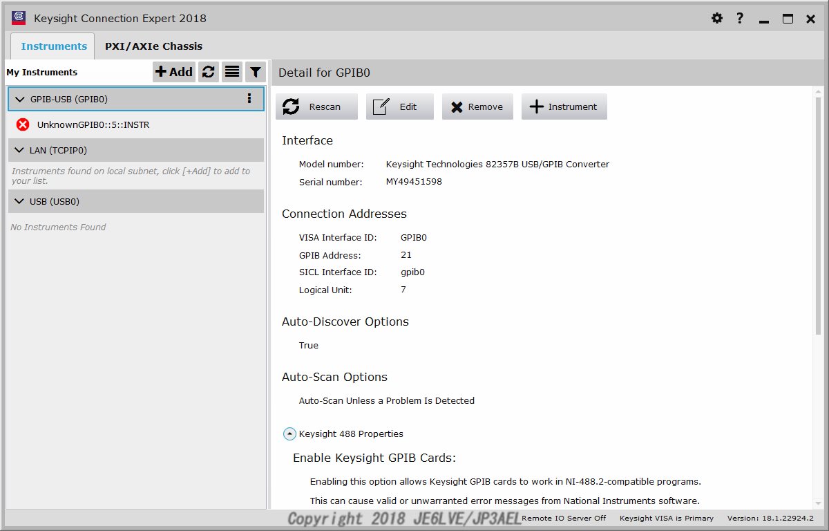 82357BでKE5FX GPIB Toolkitを使う | JE6LVE/JP3AEL HP & Blog